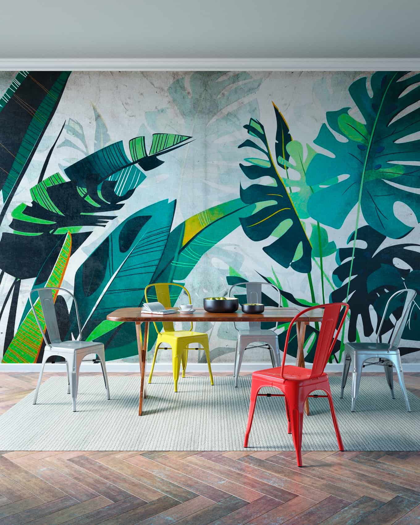 Interior dining room with floral print | Interior Designio