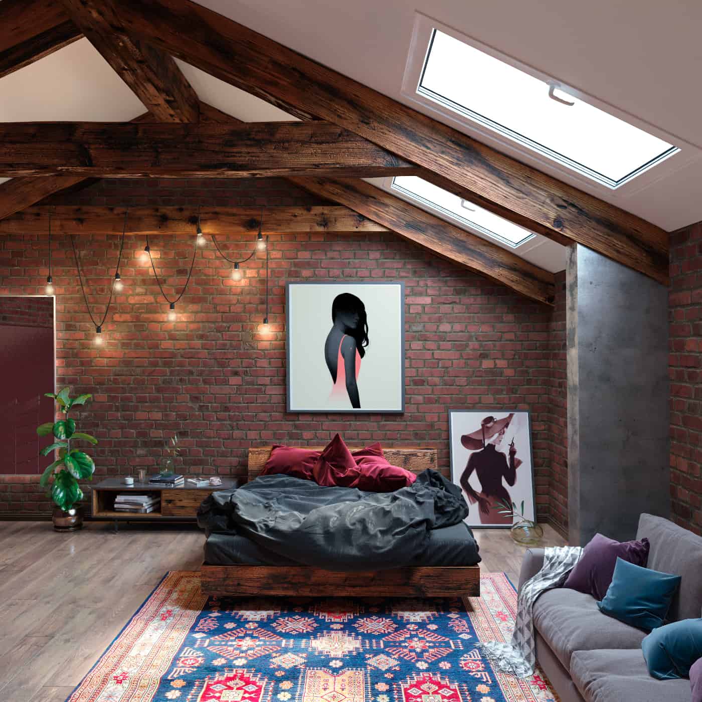 Spacious loft style bedroom | Interior Designio