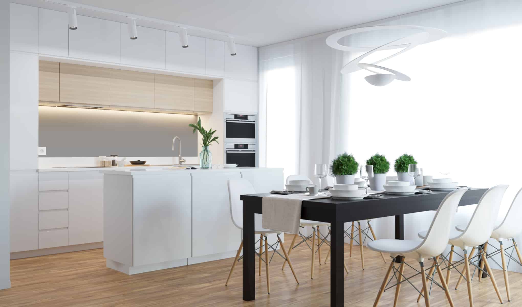 Morden kitchen and living room in Prague | Interior Designio