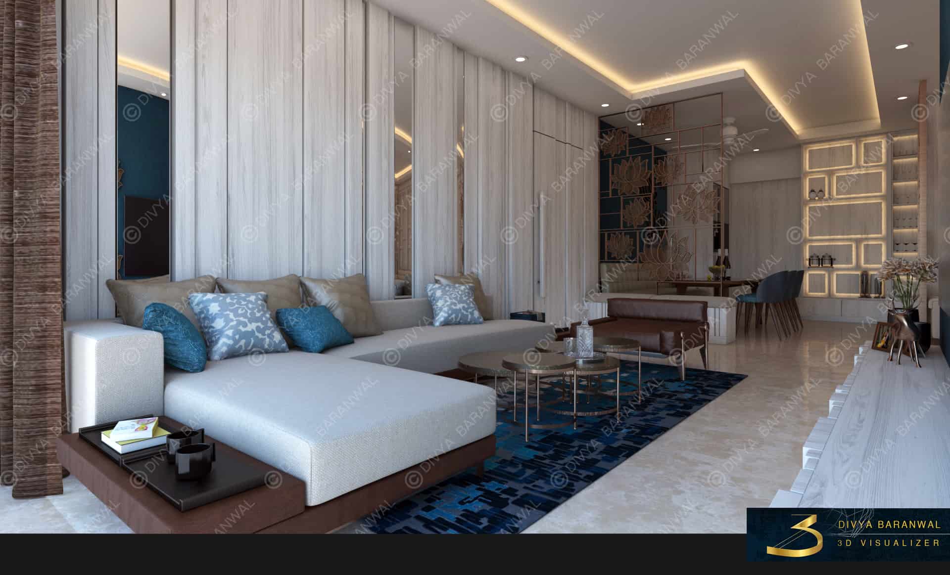 Lotus Inspired Living Space | Interior Designio