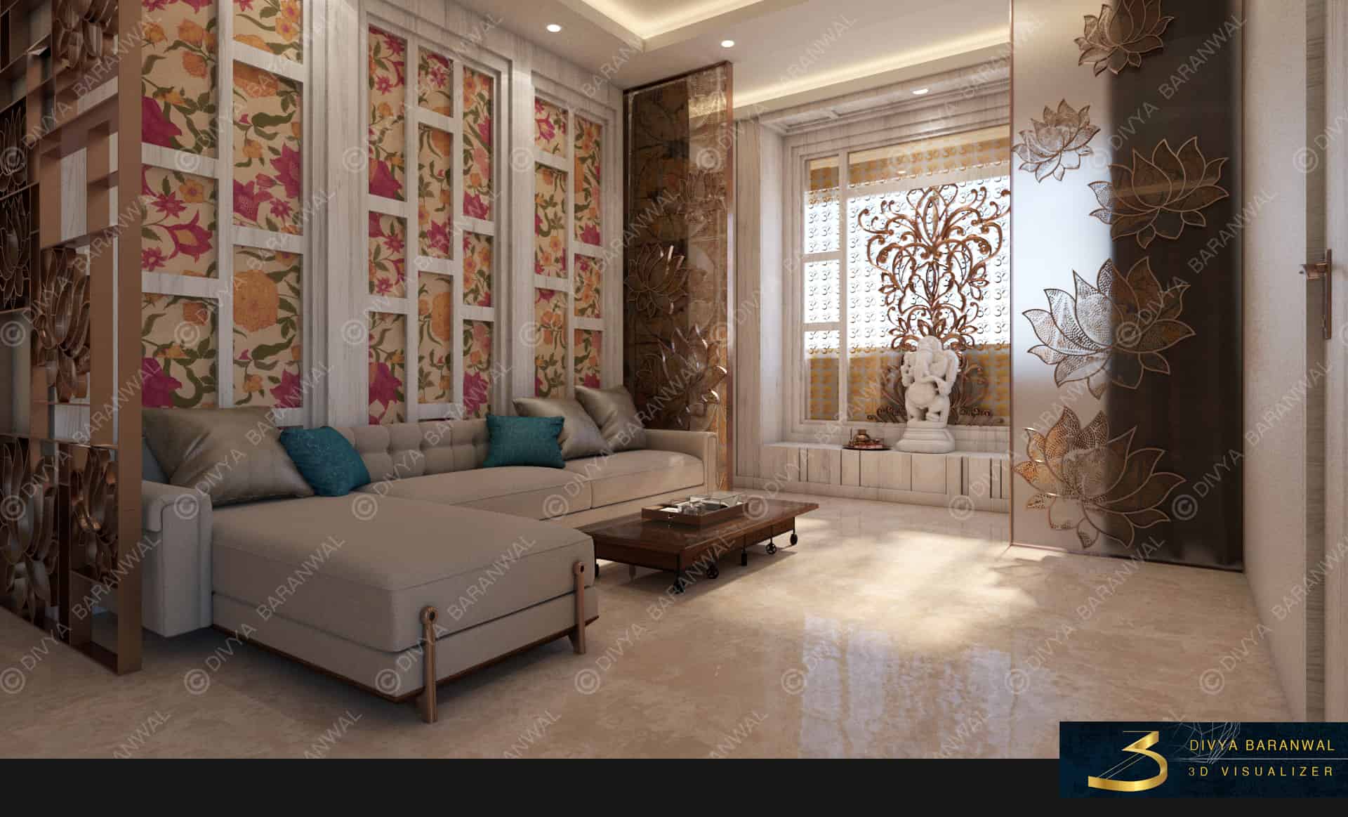 Lotus Inspired Living Space | Interior Designio
